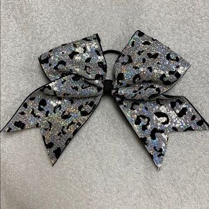 Accessories | Black And Silver Cheetah Sequined Cheer Bow | Poshmark